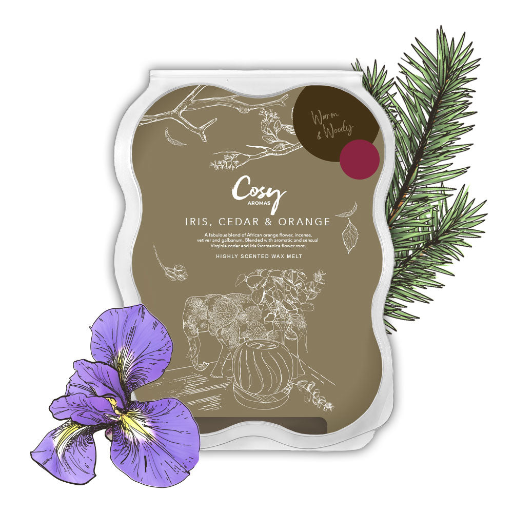 Iris, Cedar & Orange 100g Wax Melt – Cosy Aromas